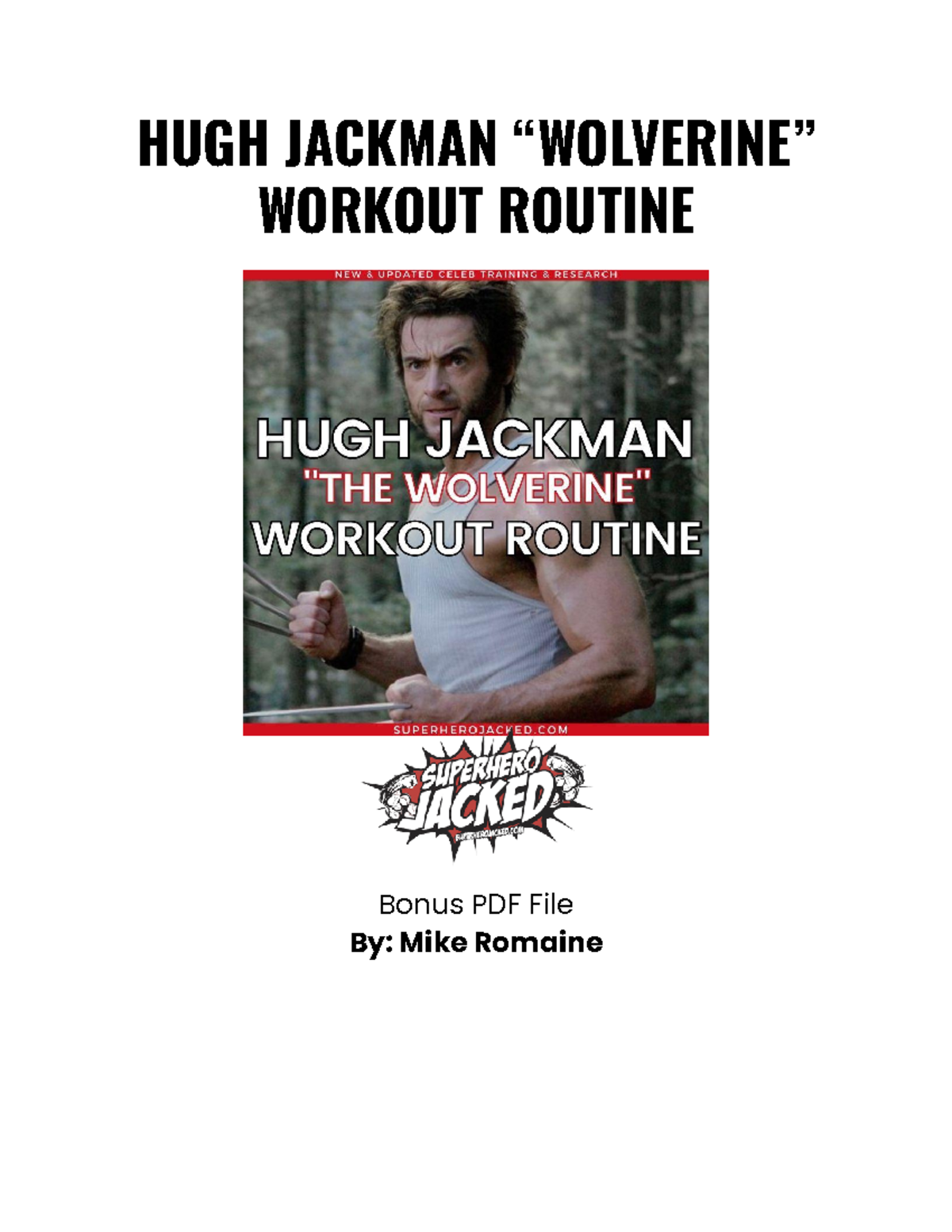 HUGH JACKMAN WOLVERINE WORKOUT ROUTINE PDF Guide - Studocu