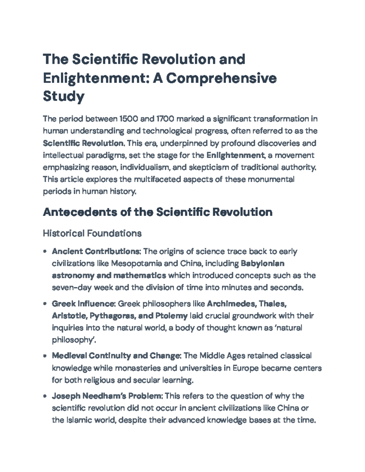 The Scientific Revolution and Enlightenment: A Comprehensive Overview ...