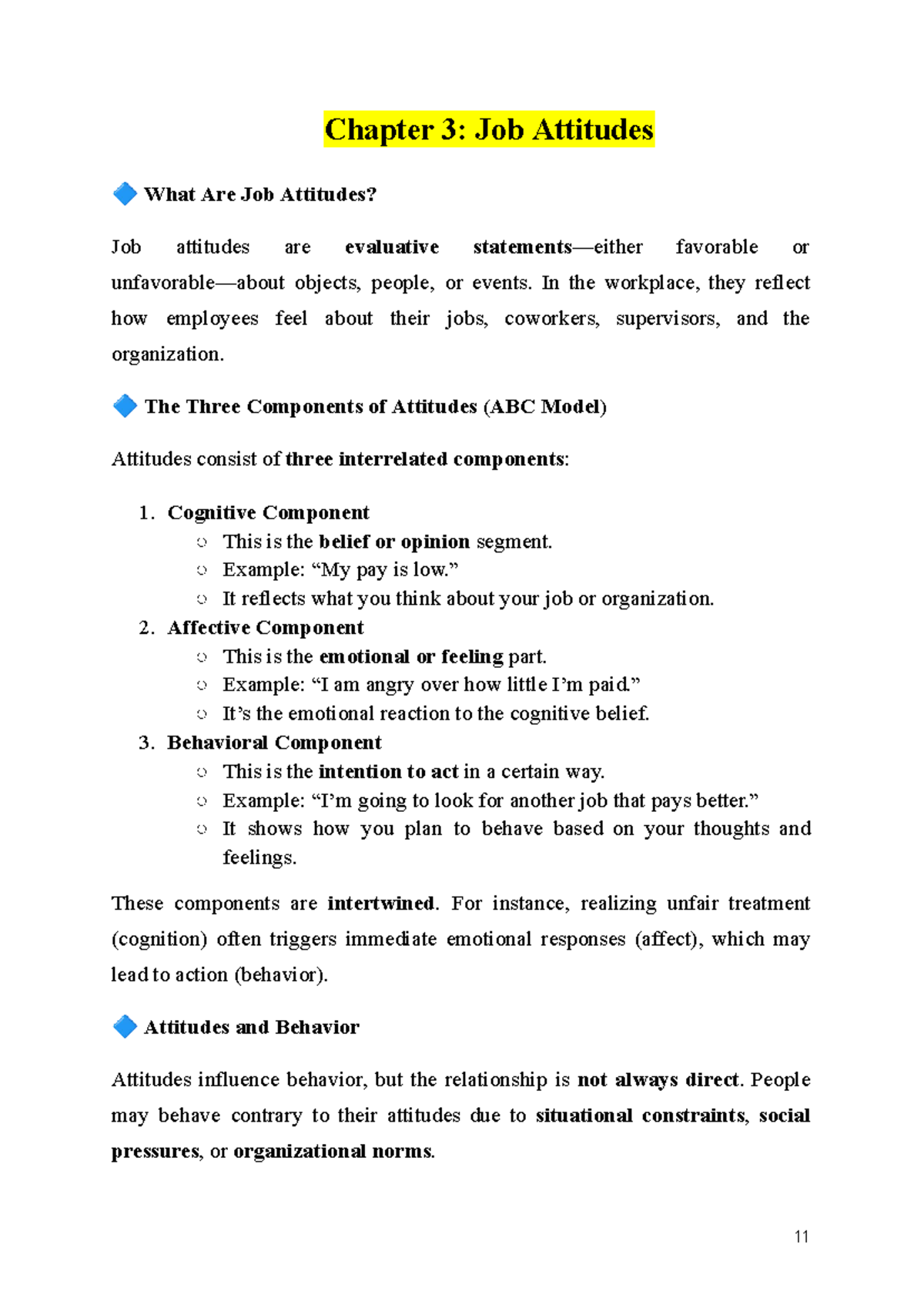 Chapter 3: Understanding Job Attitudes in Organizational Behavior (OB ...