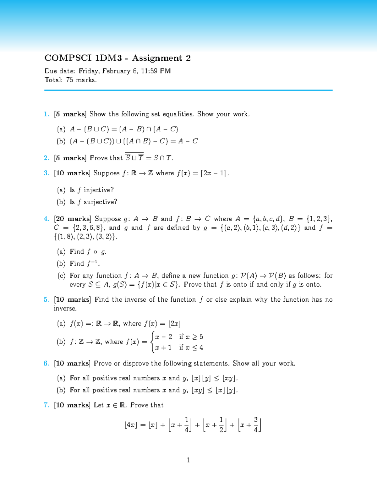COMPSCI 1DM3 Assignment 2 Notes and Solutions - Studocu