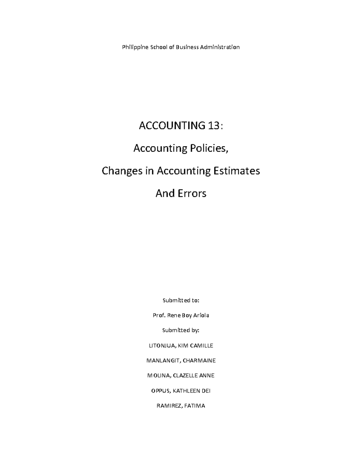Accounting 13: Chapter 14 - Accounting Policies and Error Analysis ...