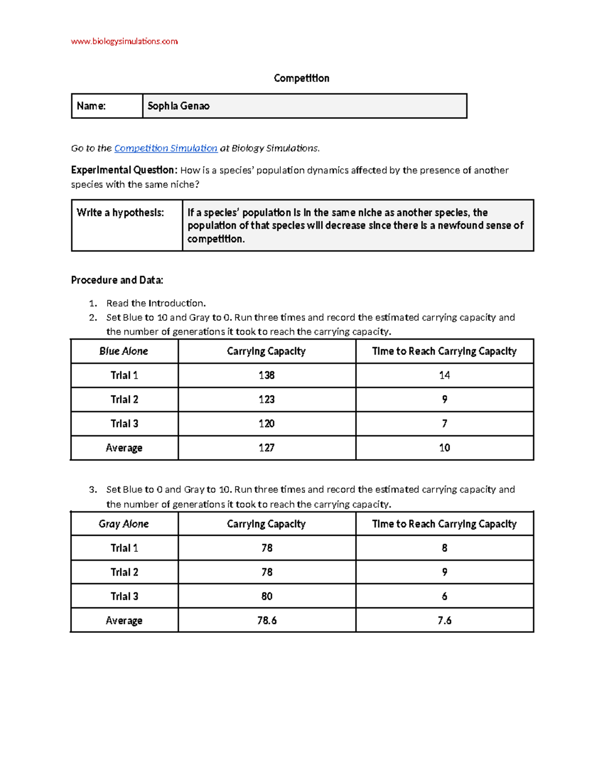 Biology Simulations Comp A: Species Population Dynamics Analysis - Studocu