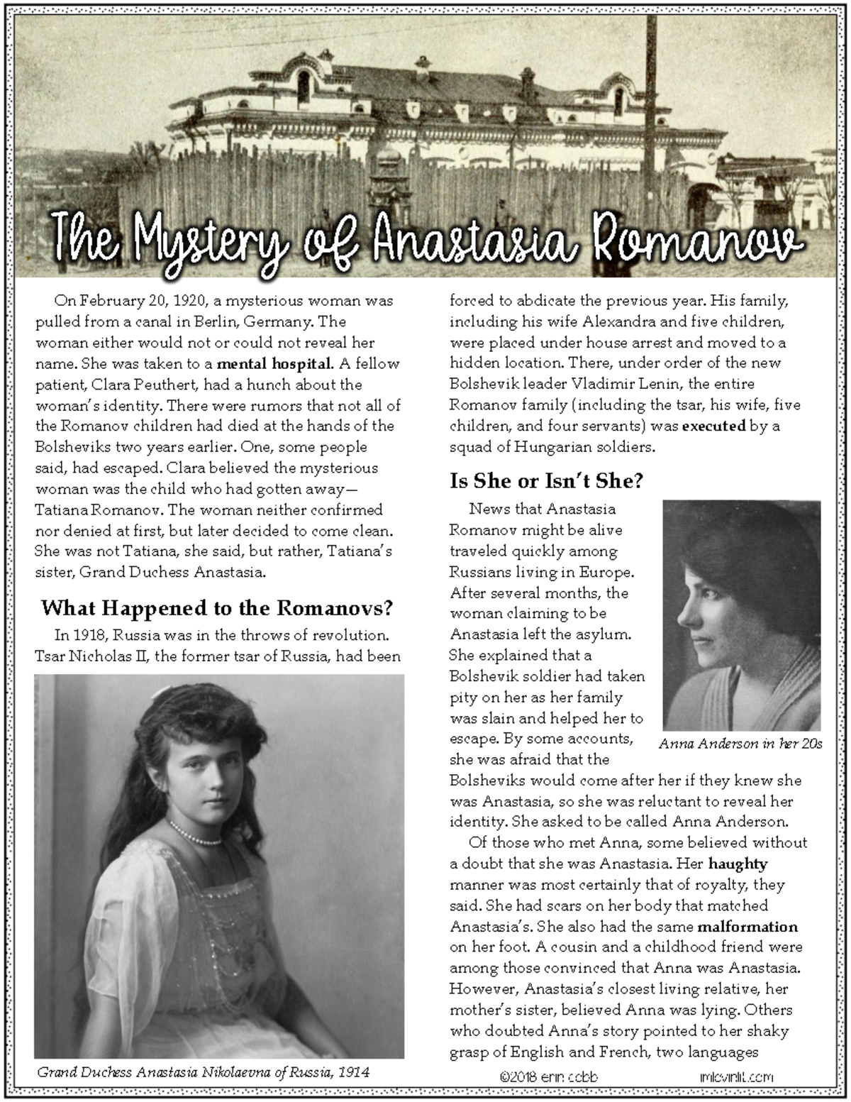 7.12 Case Study: The Mystery of Anastasia Romanov's Identity - Studocu