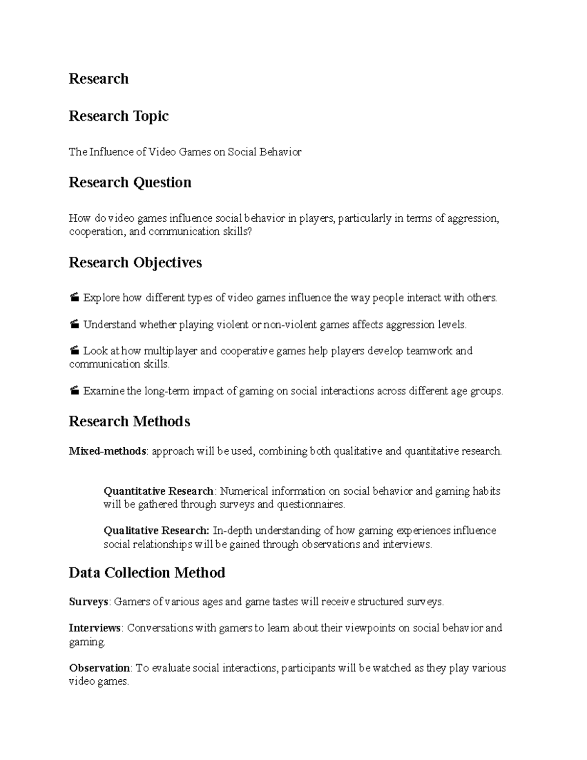 Research (PSY 101) - The Impact of Video Games on Social Behavior - Studocu