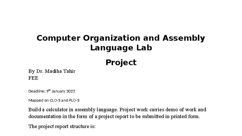 COAL Semester Project: Detailed Manual for Assembly Language Calculator ...