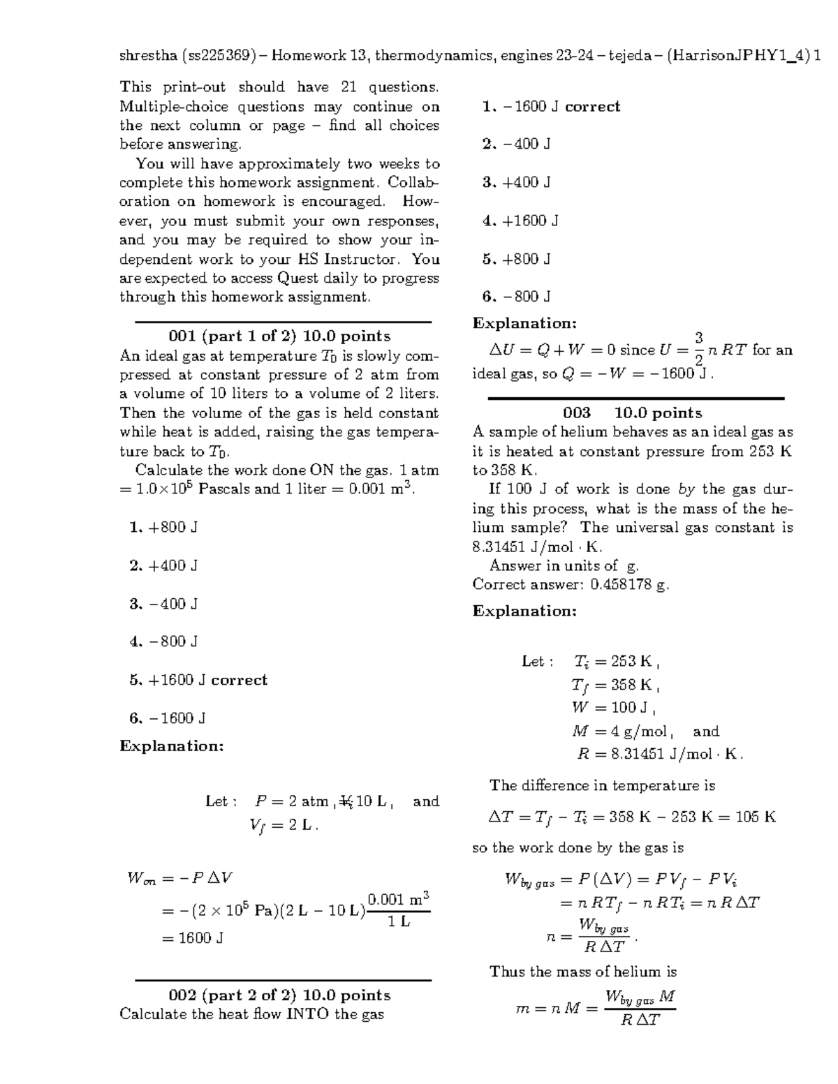 Homework 13: Thermodynamics Engine Solutions for 23-24 - Studocu