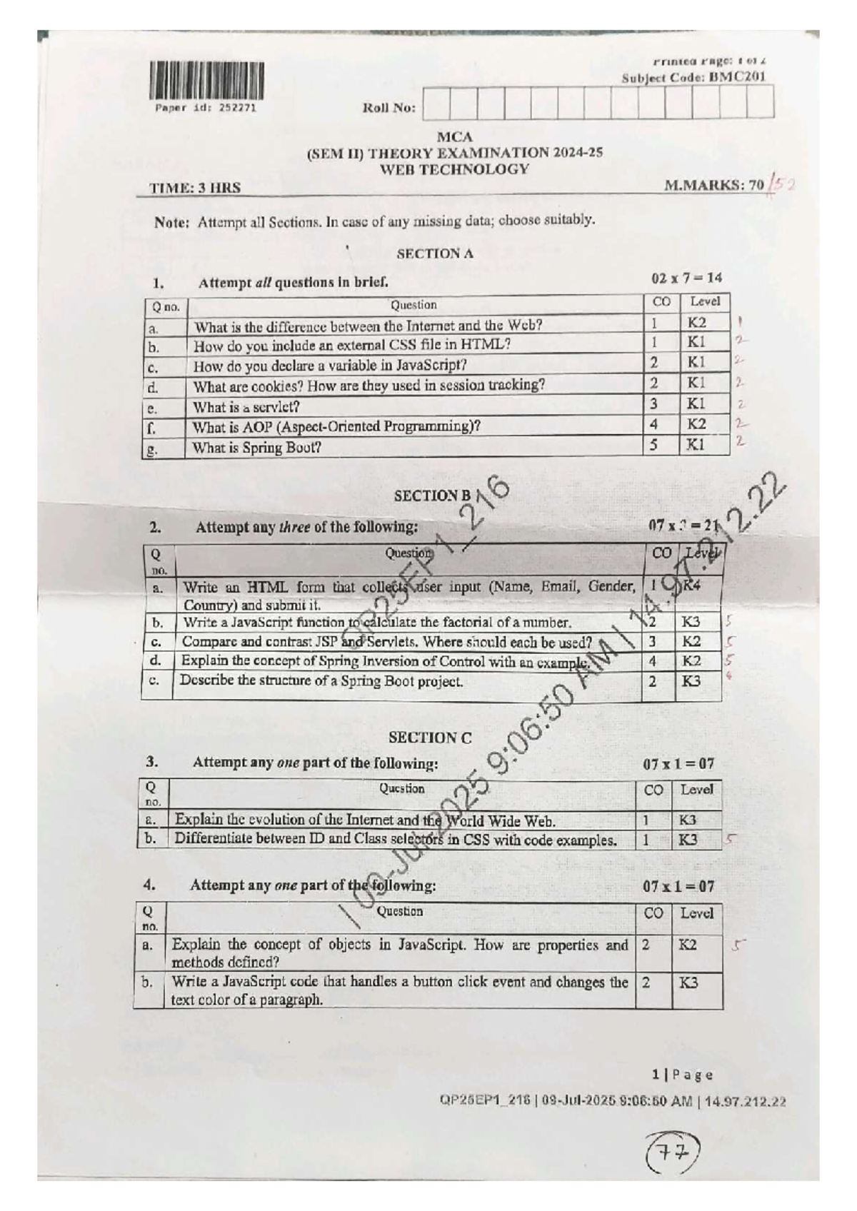 MCA (SEM II) Theory Exam: Web Technology & Operating Systems Notes ...