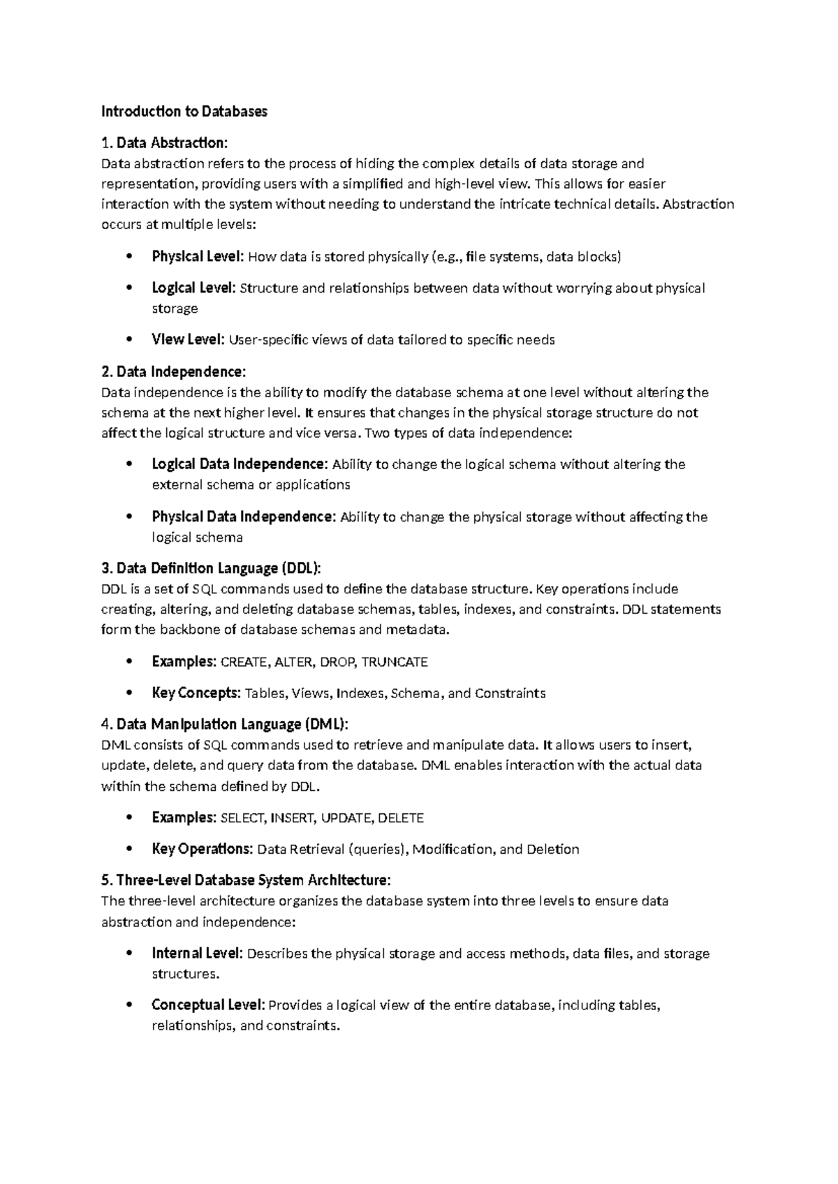 Introduction to Databases (CS101): Key Concepts and Fundamentals - Studocu