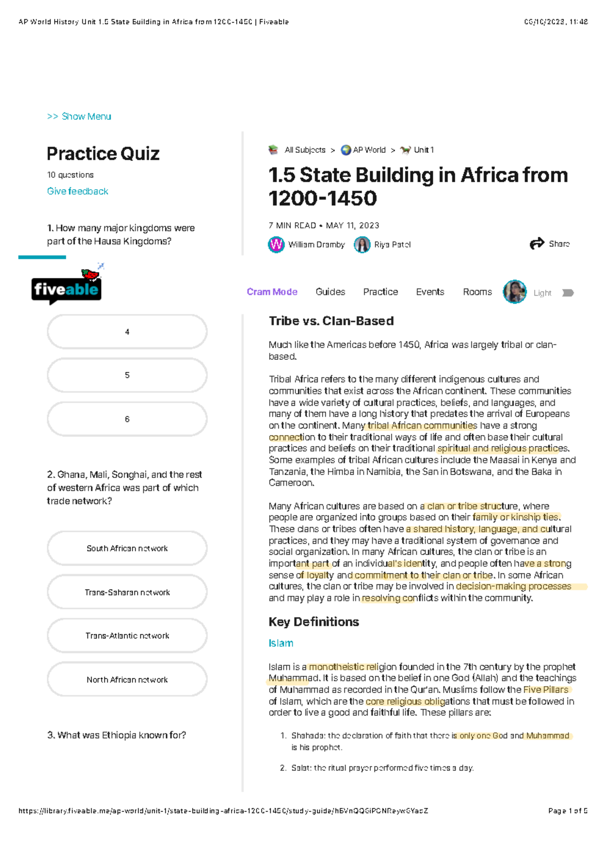 AP World History Unit 1.5 State Building in Africa from 1200-1450 ...