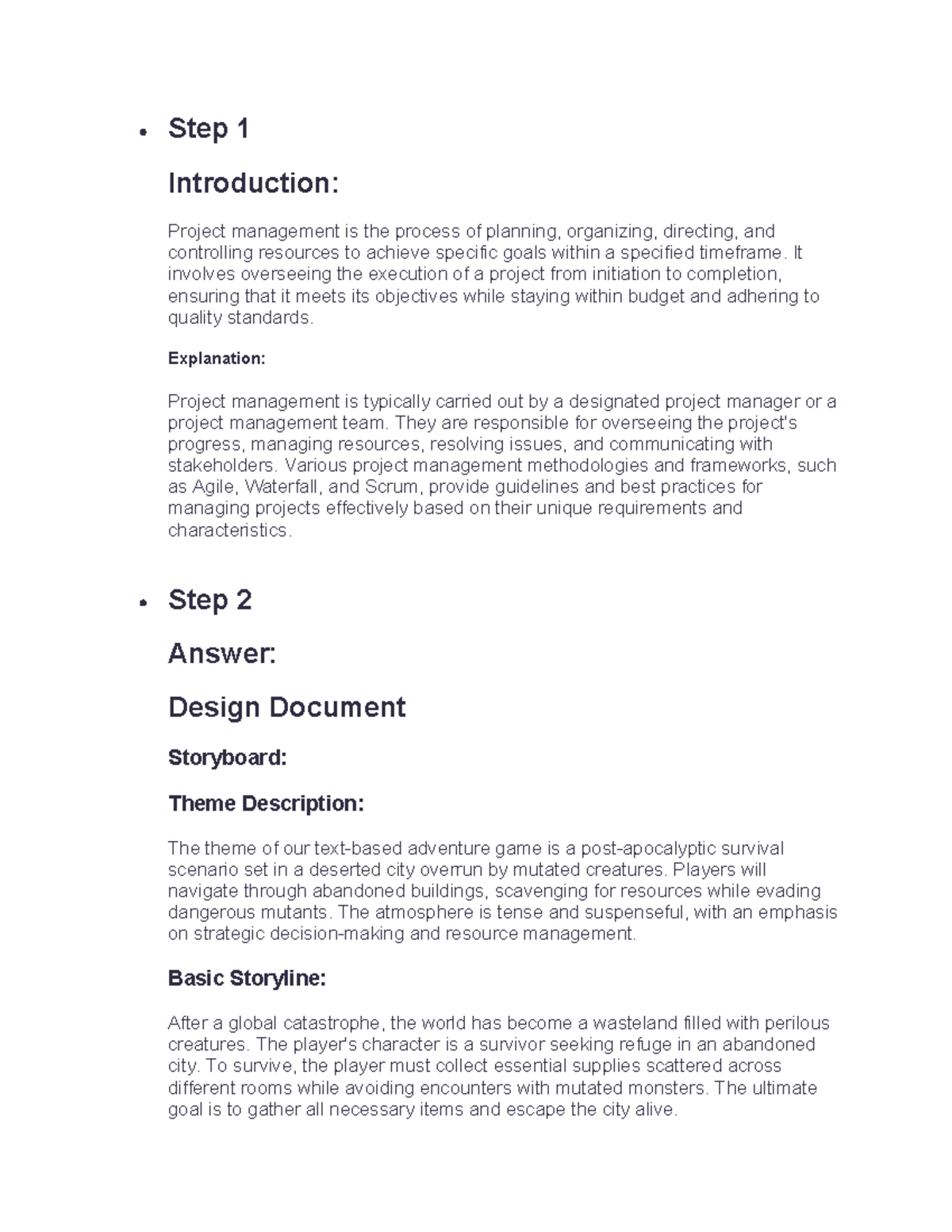 Project 1 IT 140 - Step 1 Introduction: Project management is the ...