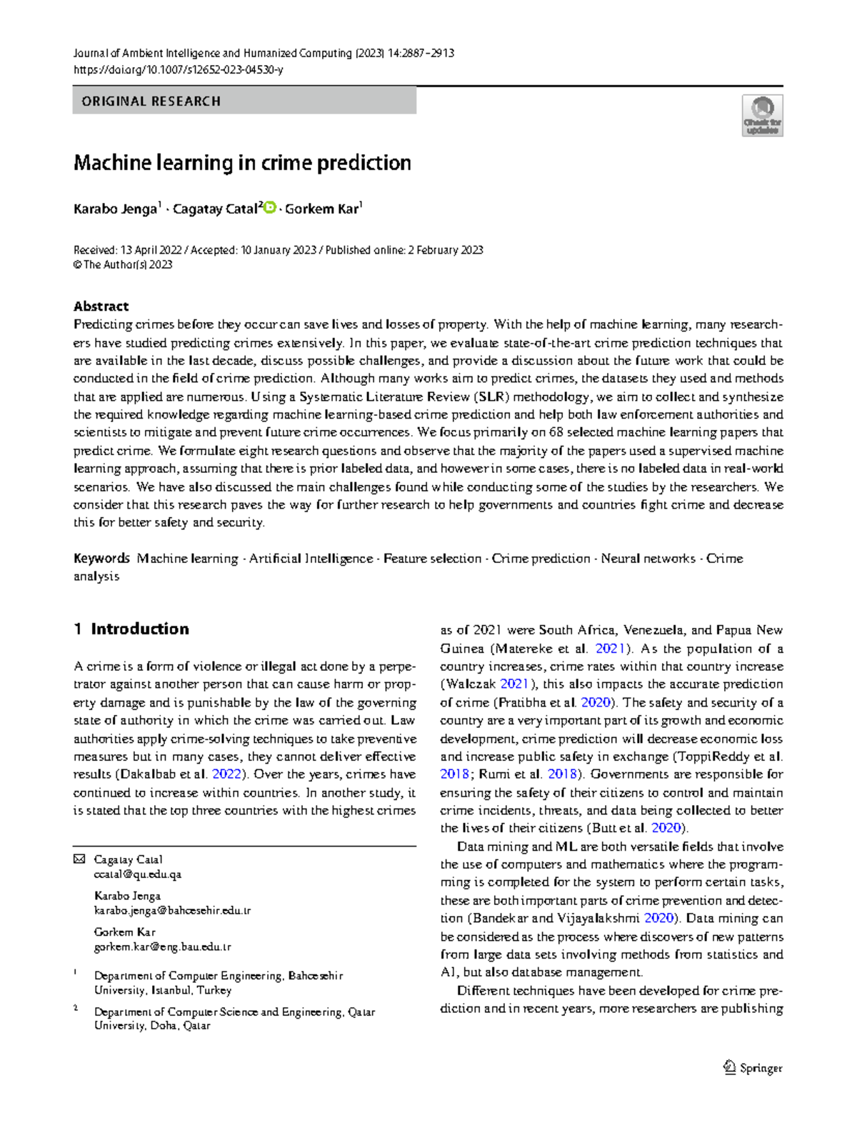 Machine Learning Techniques for Crime Prediction: A Systematic Review ...
