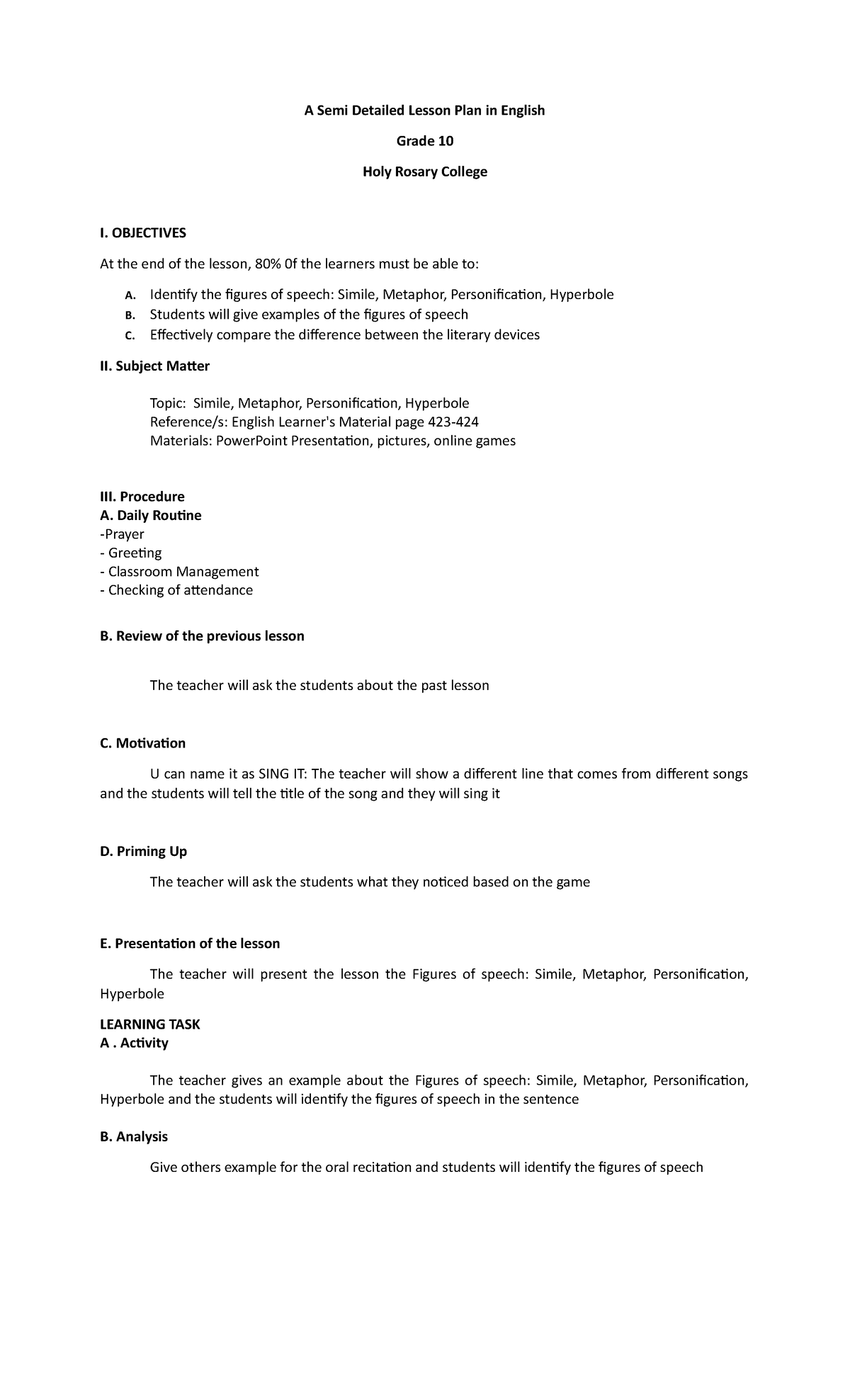 Semi-Detailed-Lesson-Plan-HRC-Figures of Speech - A Semi Detailed ...