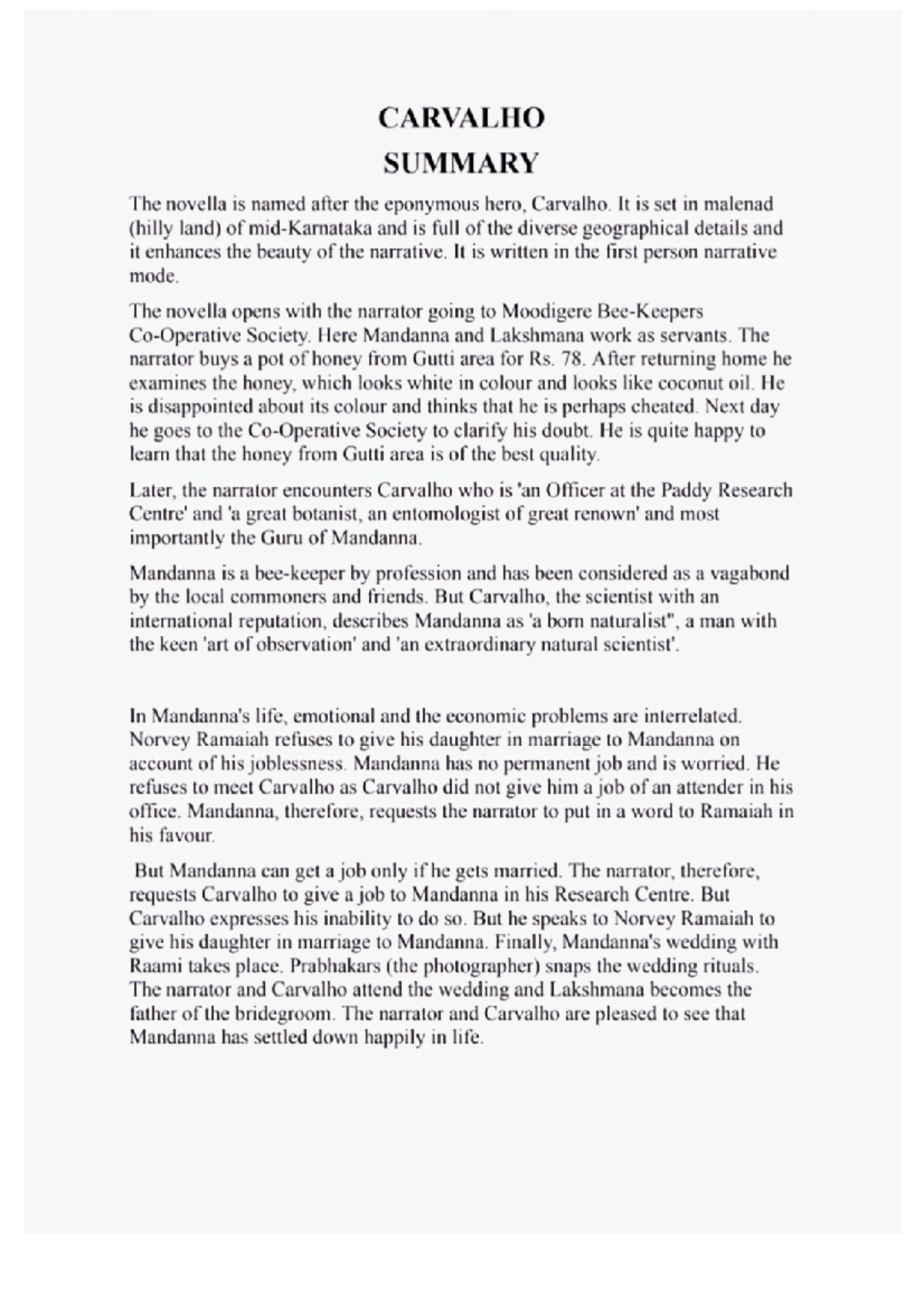 Carvalho Novella Summary: A Journey of Discovery and Interconnection ...