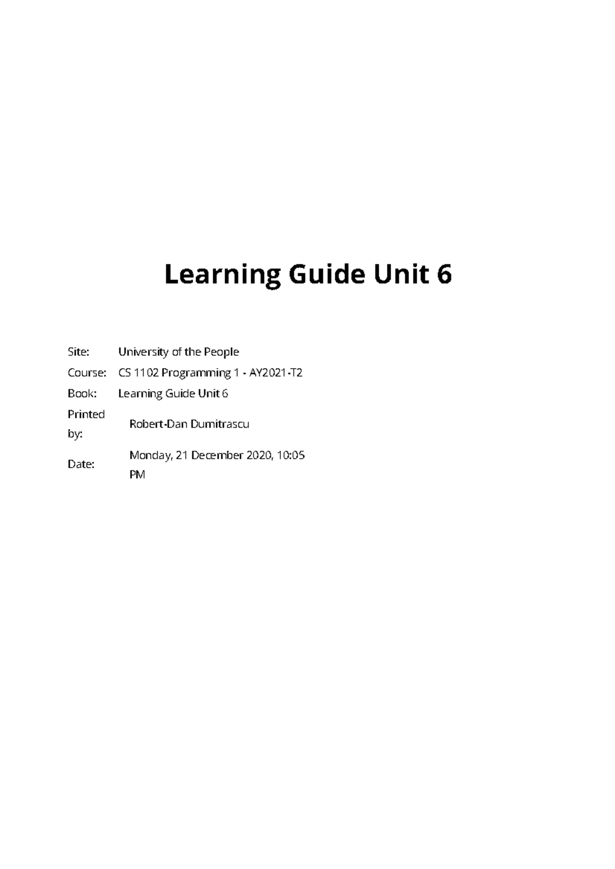 Learning Guide Unit 6 - Examine user-interface components with titles, buttons, and text content ...