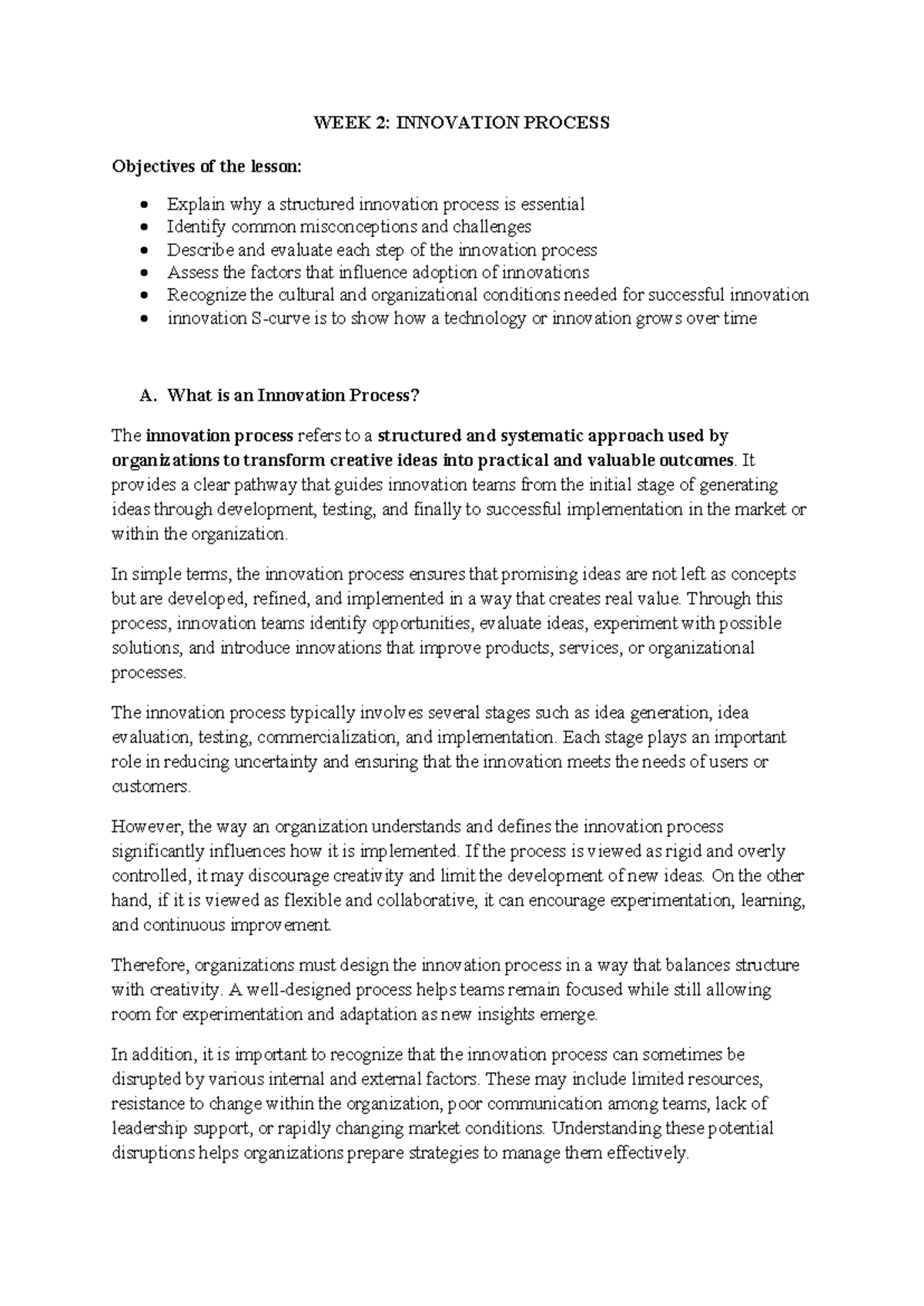 Chapter 2: Innovation Process (Tech & Innovation) - Week 2 Overview ...