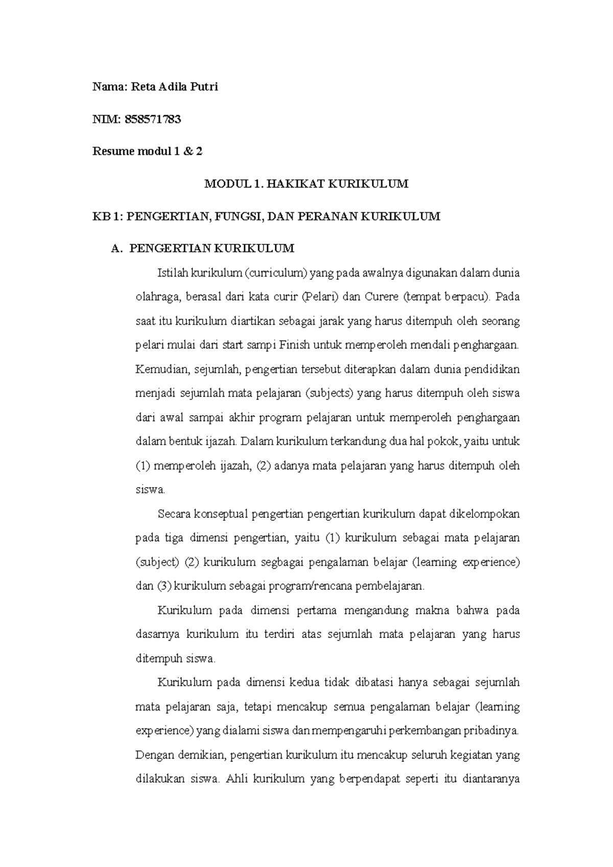 Resume Modul 1 & 2: Hakikat dan Pengembangan Kurikulum - 858571783 ...