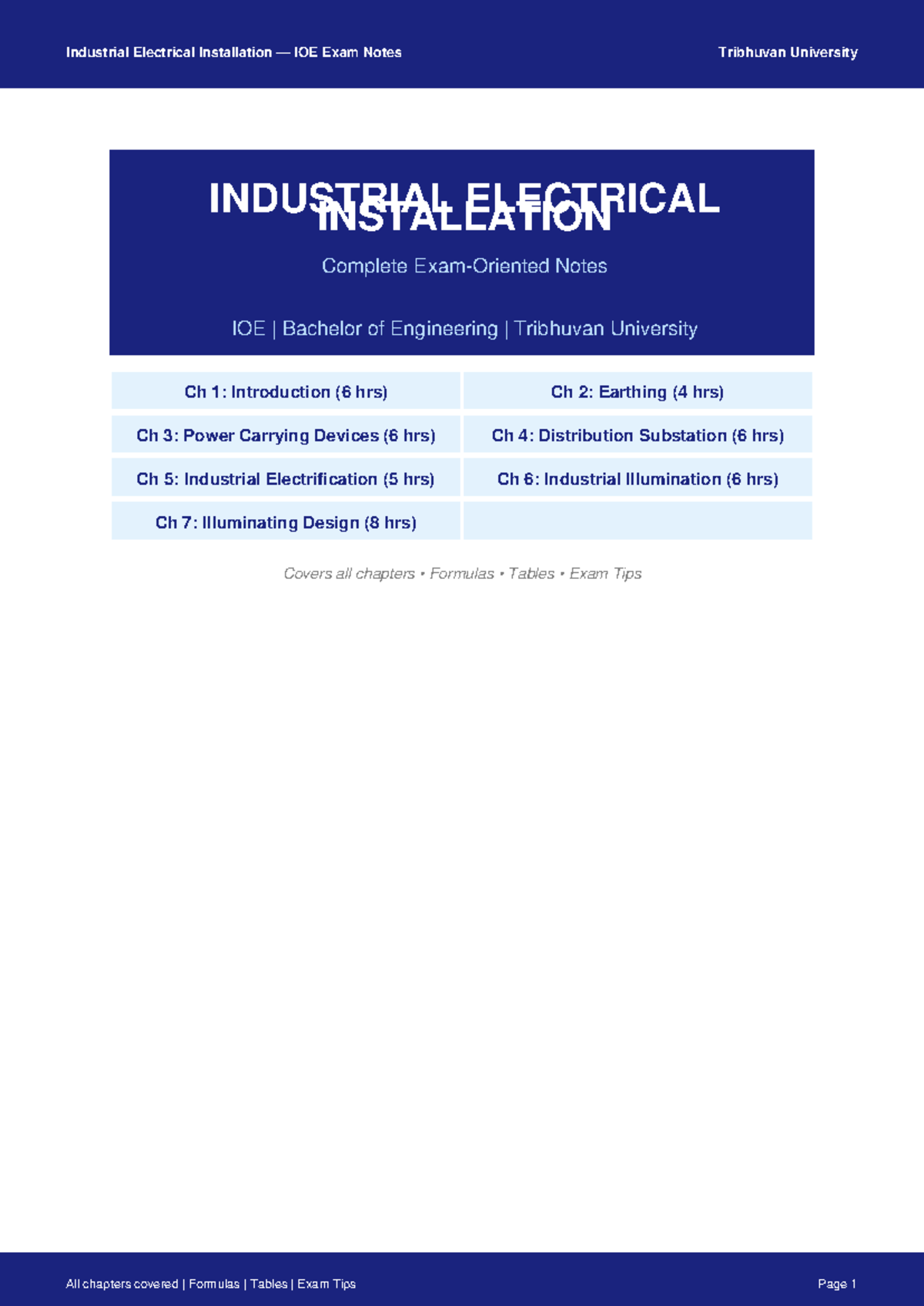 IOE Industrial Electrical Installation Exam Notes - Complete Guide ...