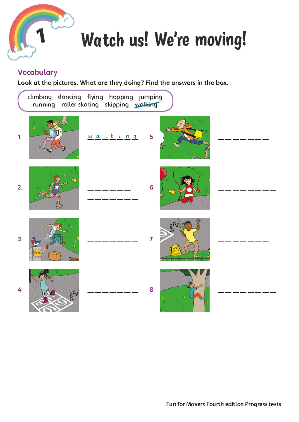 Fun For Movers. Progress Tests - Watch us! We’re moving! Vocabulary ...