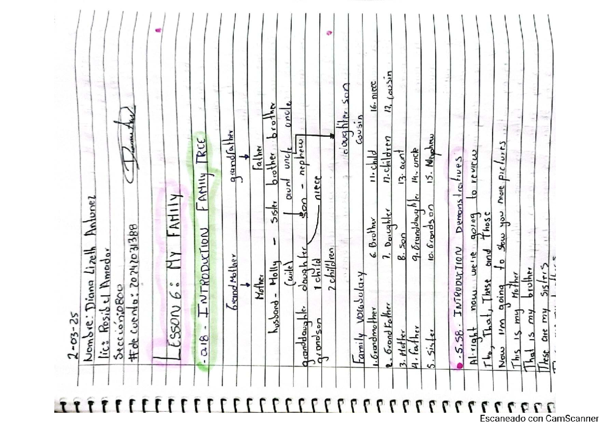 Family Vocabulary and Grammar Review - Lesson 6 (Sec 0800) - Studocu