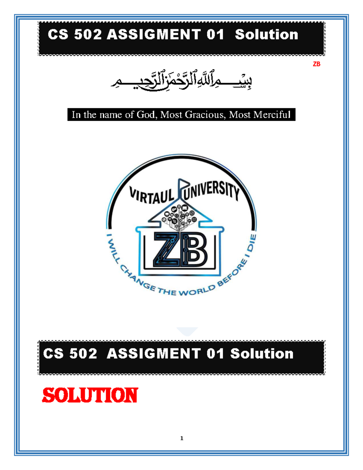 CS 502 Assignment 01 Solutions & Midterm Prep Guide - Studocu