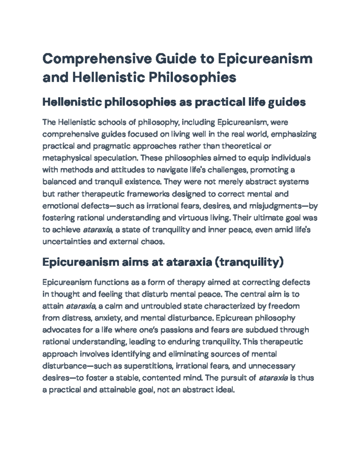 Epicureanism & Hellenistic Philosophies: A Practical Life Guide - Studocu