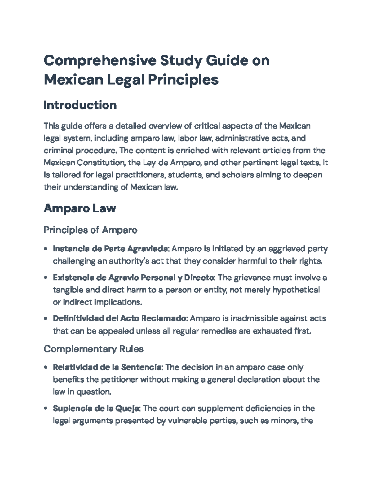 Mexican Legal Principles: Comprehensive Study Guide - Comprehensive ...