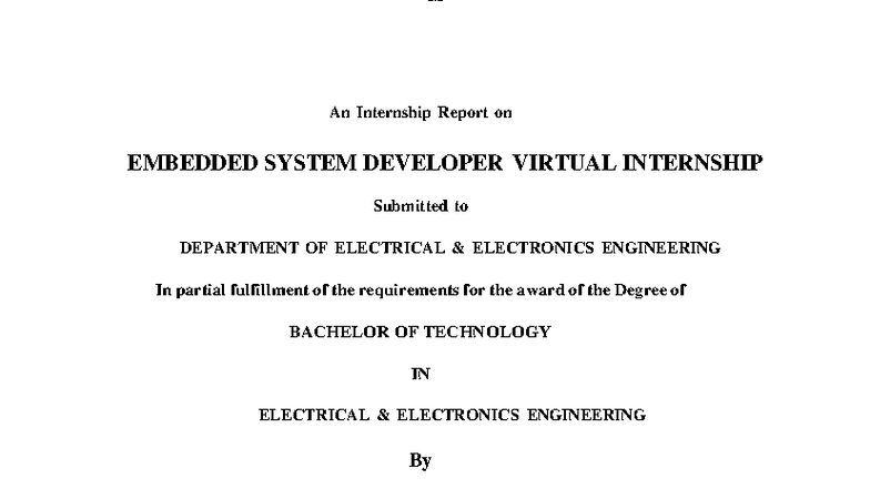 B.Tech Internship Report: Embedded System Developer (EEE) - Studocu