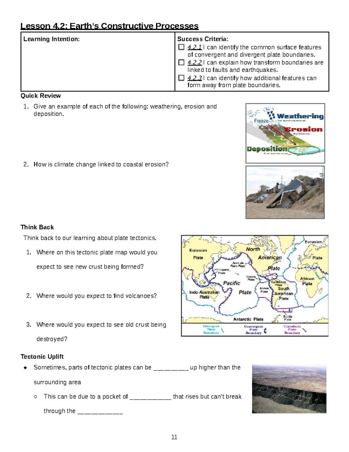 Lesson 4.2: Constructive Processes and Tectonic Features - Studocu