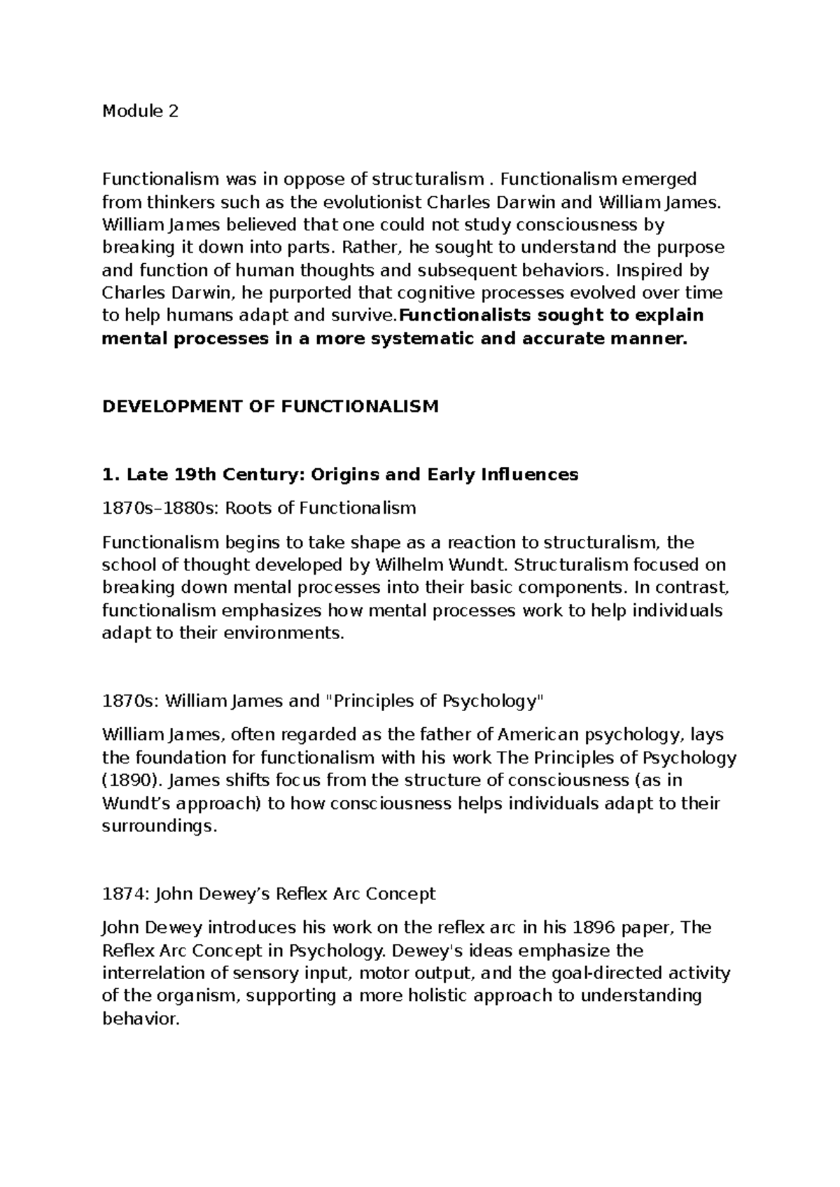Functionalism in Psychology: Key Ideas of Dewey, Angell & Carr - Studocu