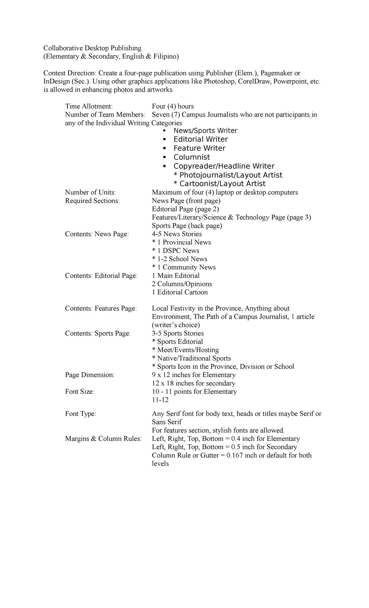 DLL FILIPINO-9 4th Quarter Collaborative Desktop Publishing Guidelines - Studocu