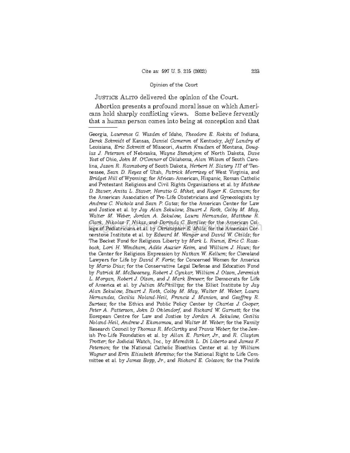 Final Exam Notes: Dobbs v. Jackson Health Org. (597 U.S. 215, 2022 ...