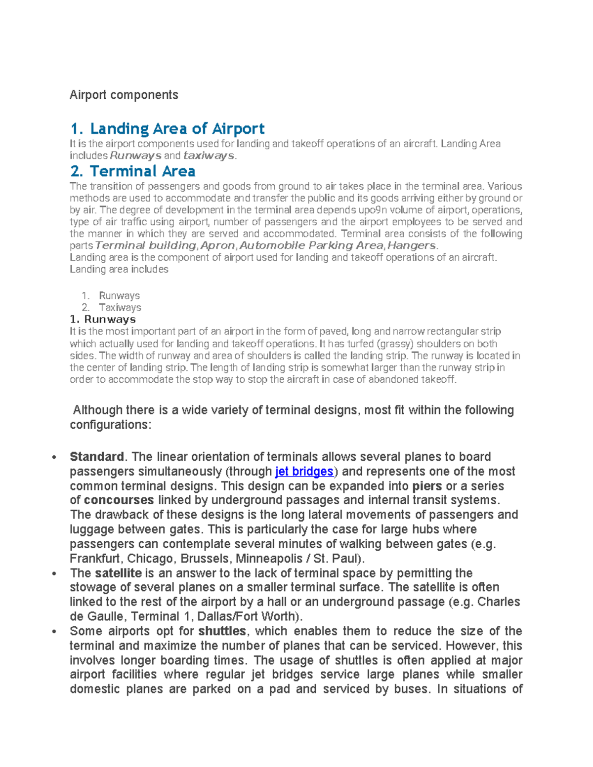 Airport Components Overview - Elective Subject Notes - Studocu