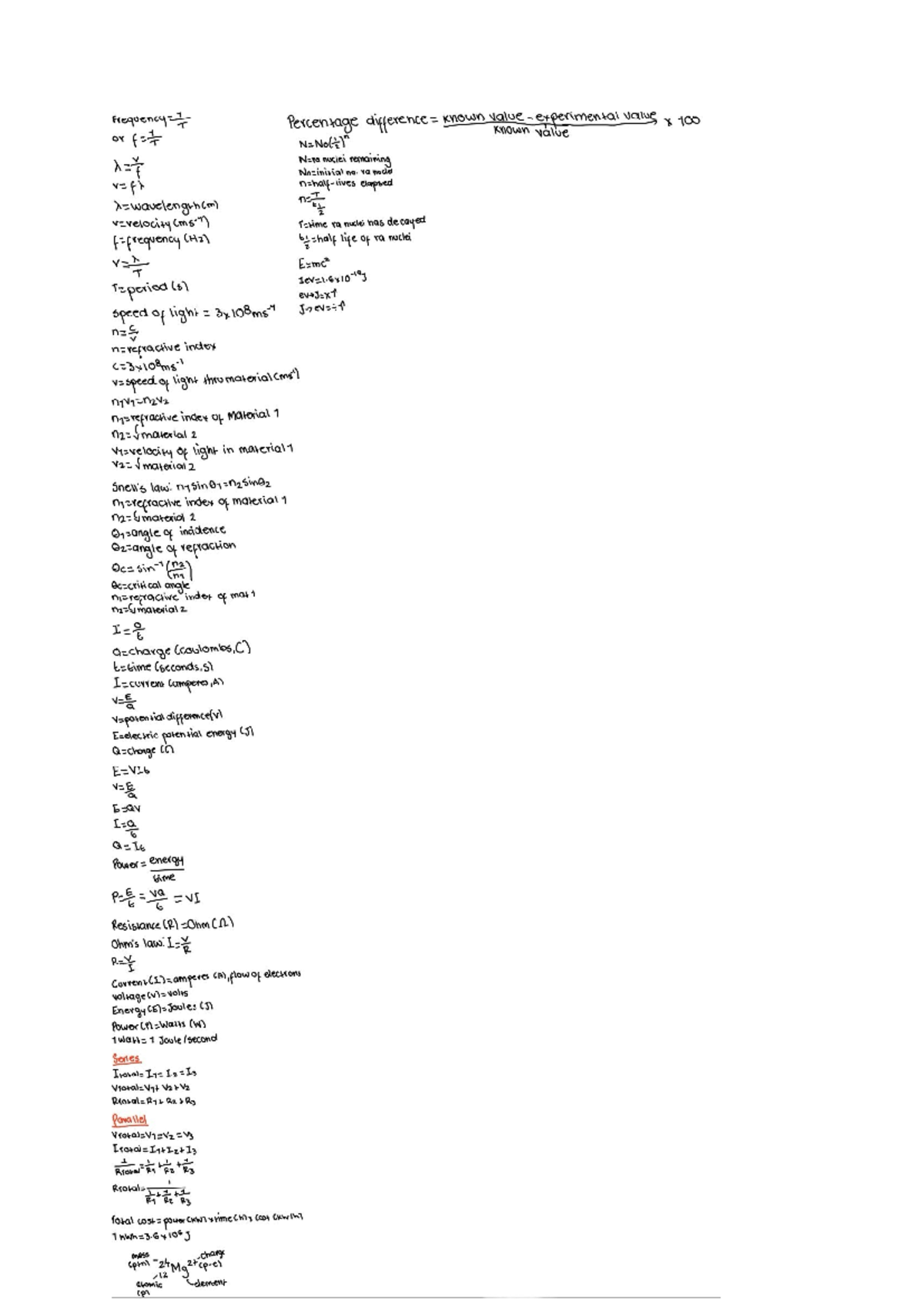 Unit 1 Formula Cheat Sheet for Quick Reference and Study - Studocu