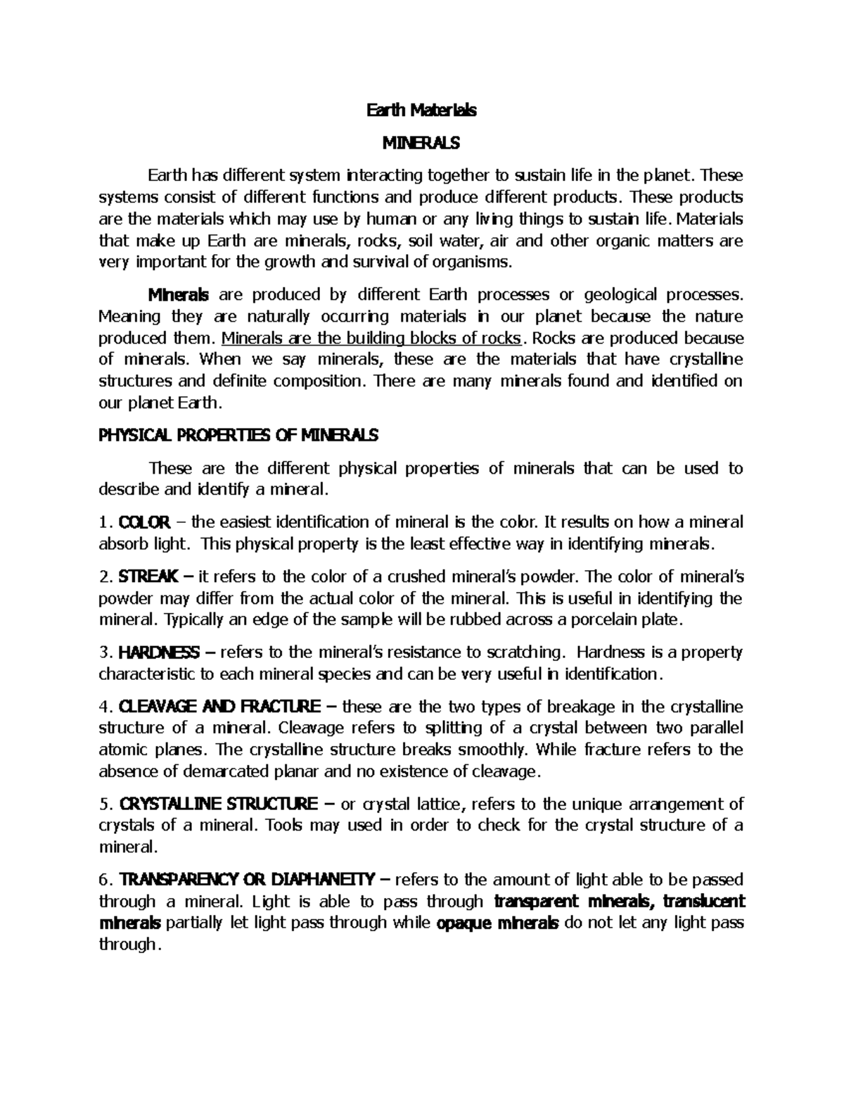 Understanding Earth's Materials: Rocks and Minerals - G11 Earth Science ...