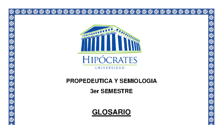 Glosario de Términos Clínicos - PROPEDEUTICA Y SEMIOLOGIA 3er SEMESTRE ...