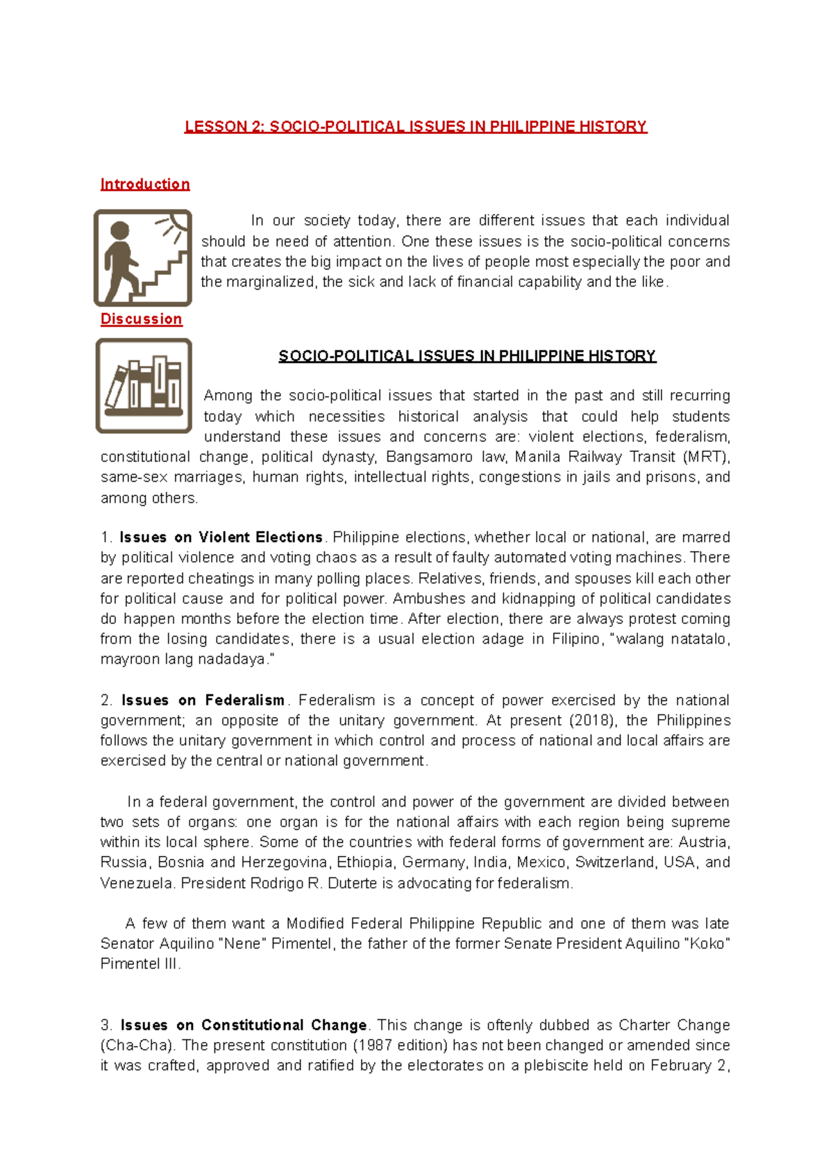 Socio-Political Issues in Philippine History - Midterm Notes L2 - Studocu
