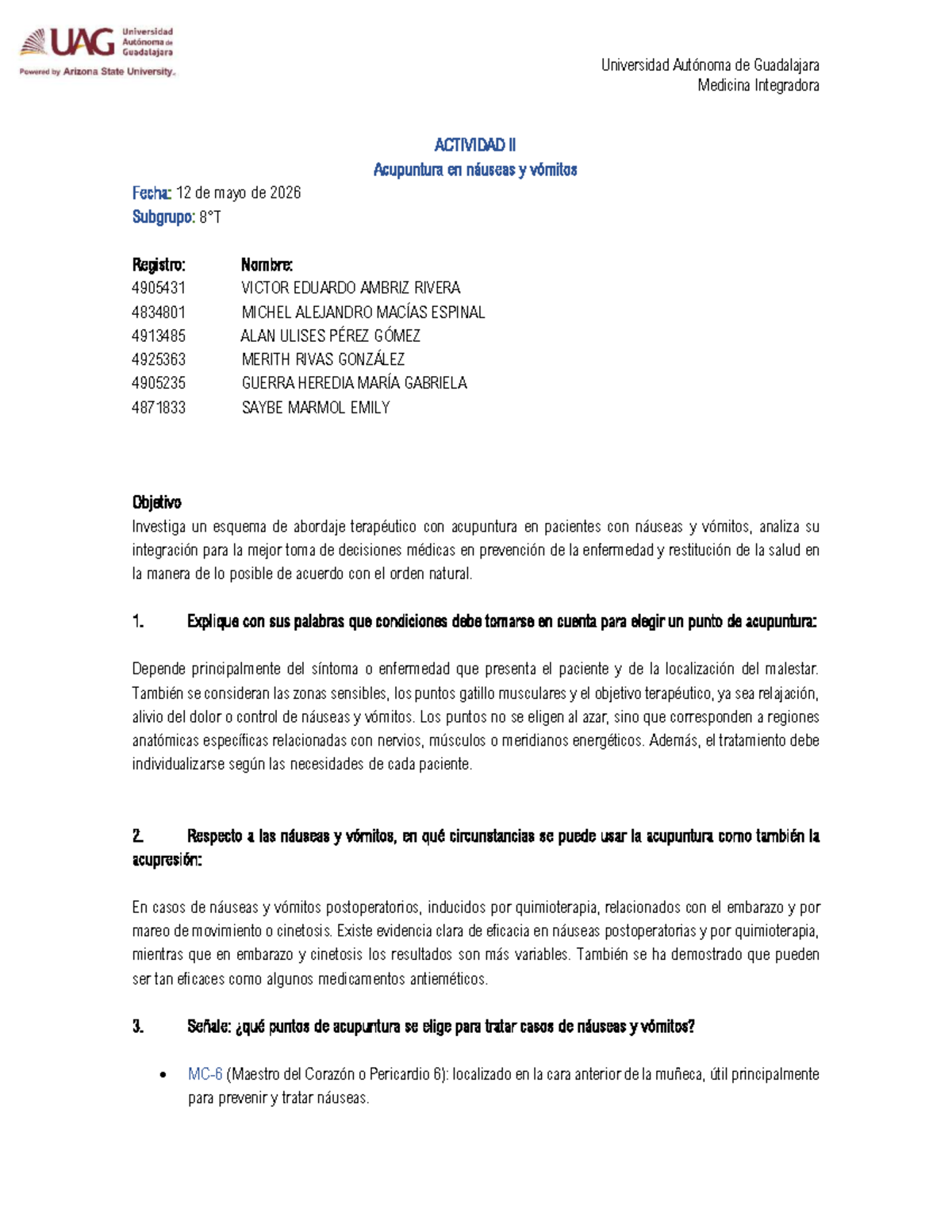 Actividad II: Acupuntura en Náuseas y Vómitos - UAG Medicina ...