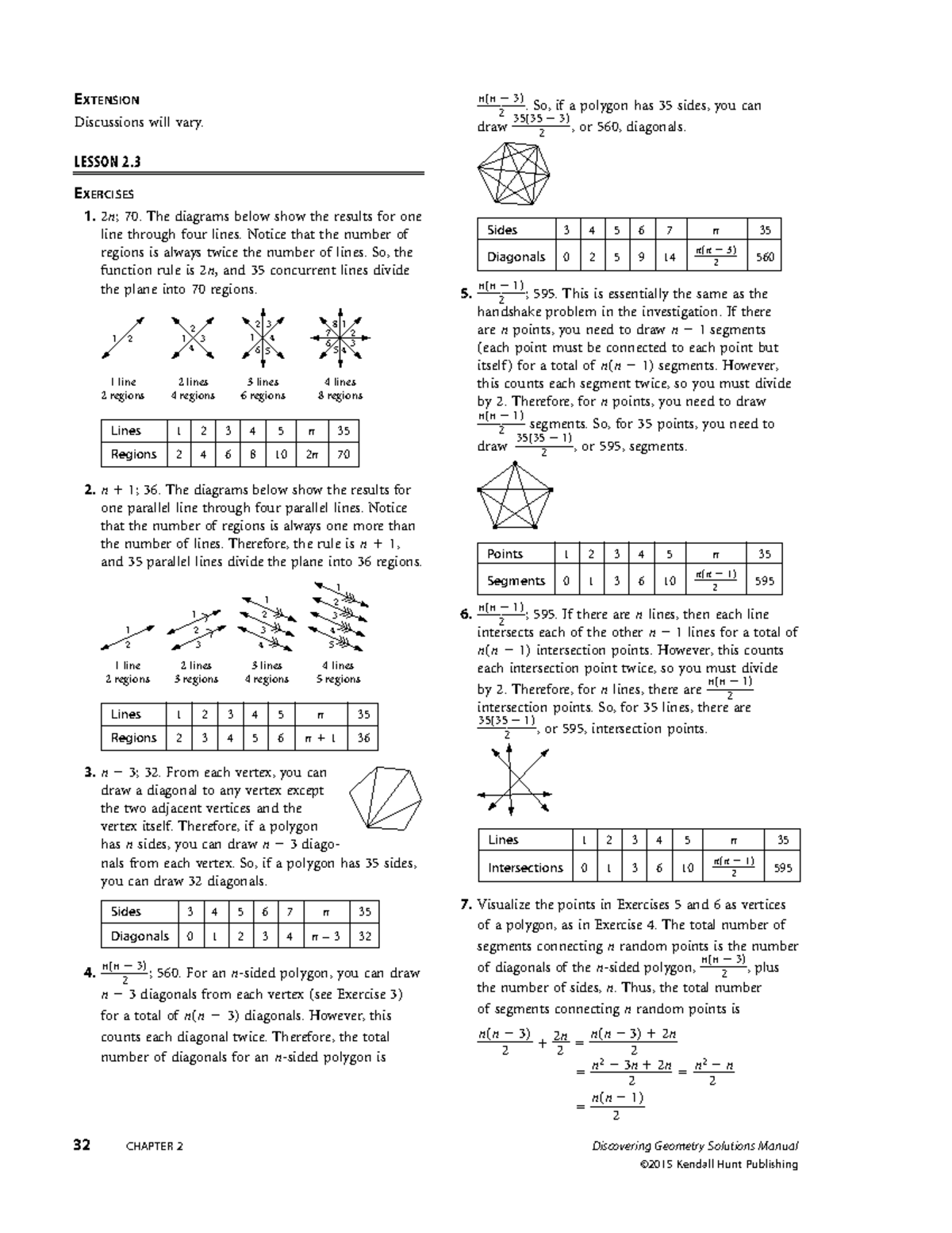 Discovering Geometry: HW 2.3 Solutions on Diagonals and Regions - Studocu