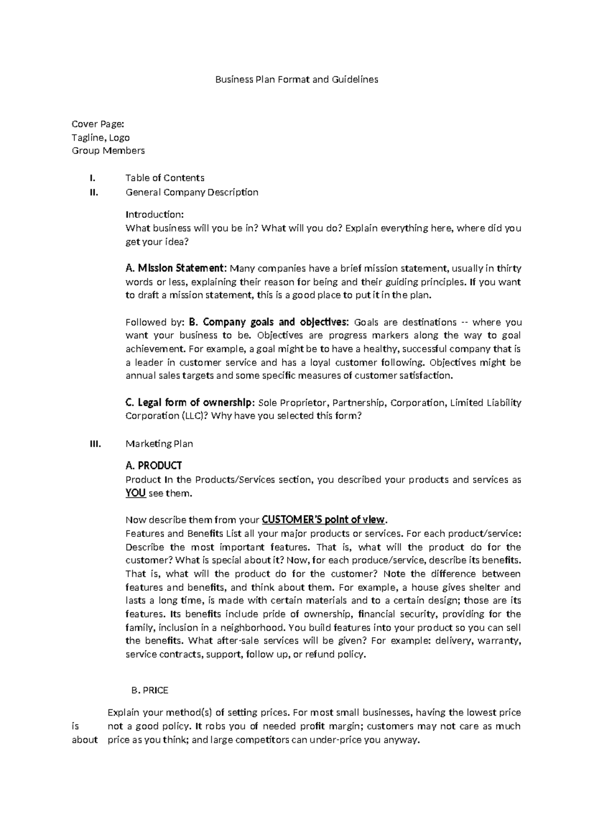 Business Plan Format and Guidelines: Essential Components Explained ...