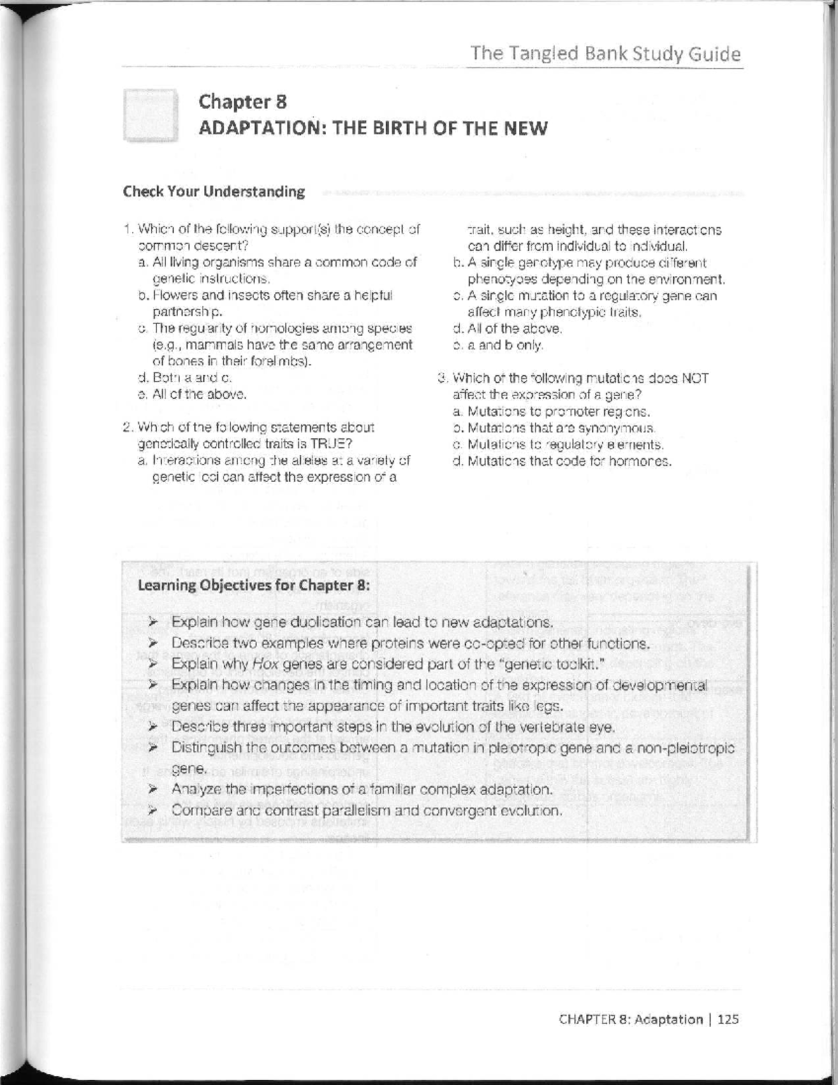 The Tangled Bank Study Guide: Chapter 8 Adaptation Insights and Key ...