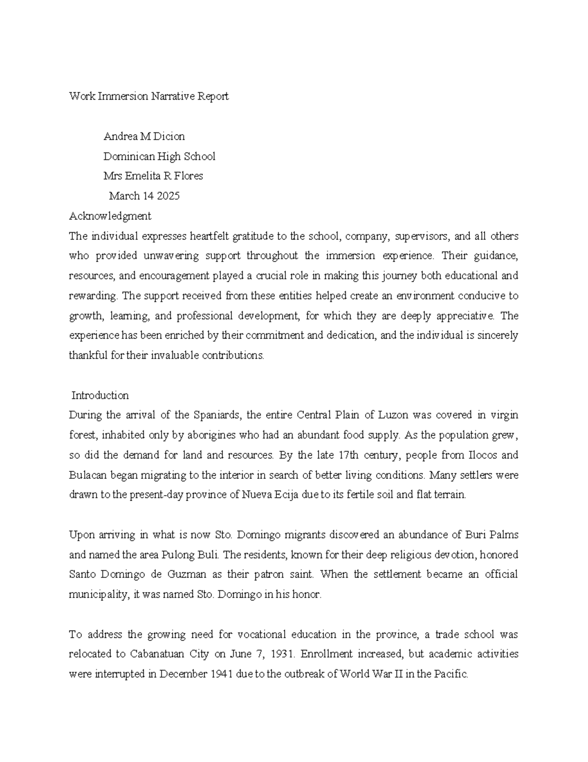 Agriculture Immersion Narrative Report (Course Code: AG-101) - Studocu