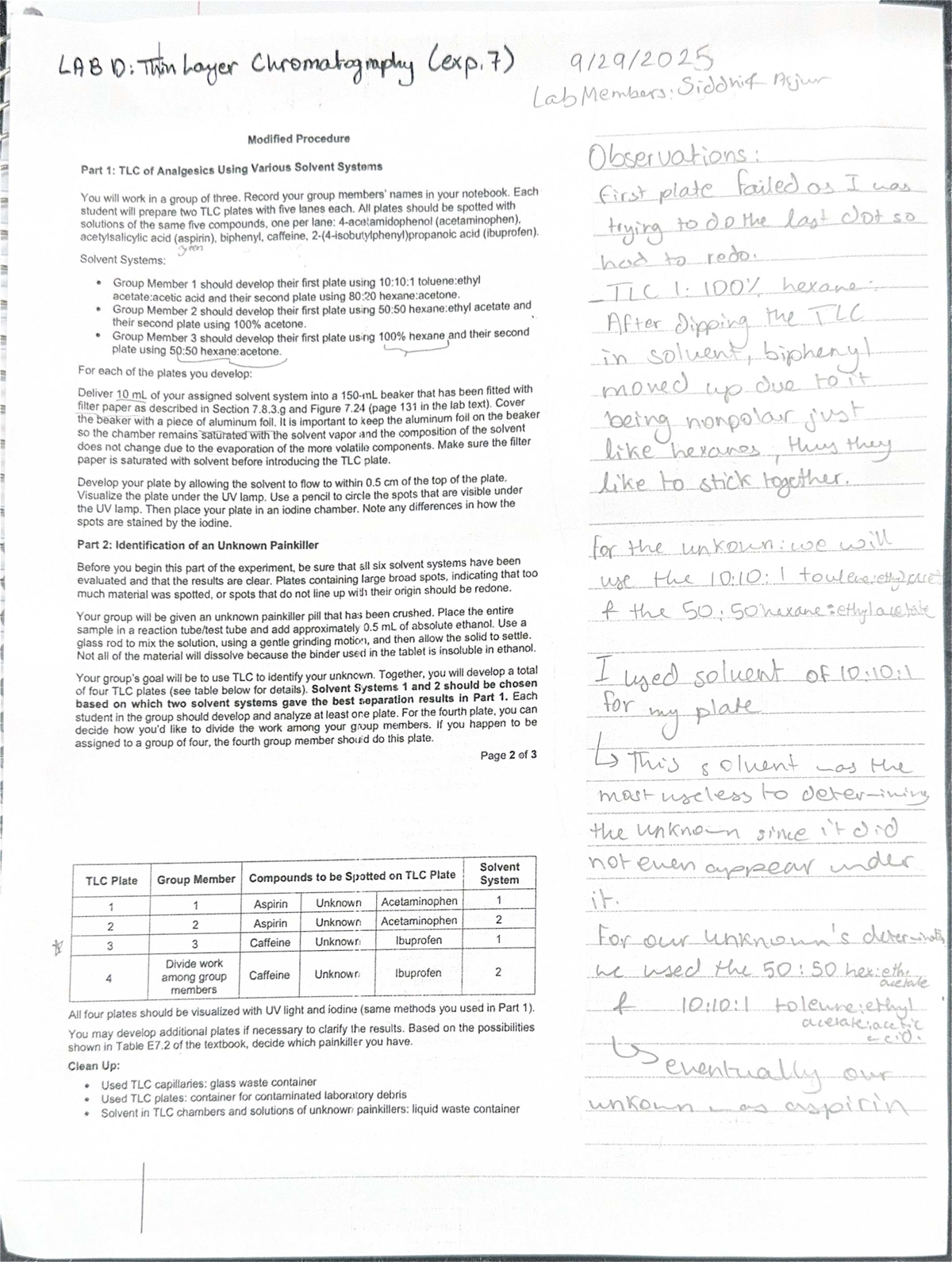 LAB D: TLC of Analgesics & Unknown Painkiller Identification - Chem 3AL - Studocu