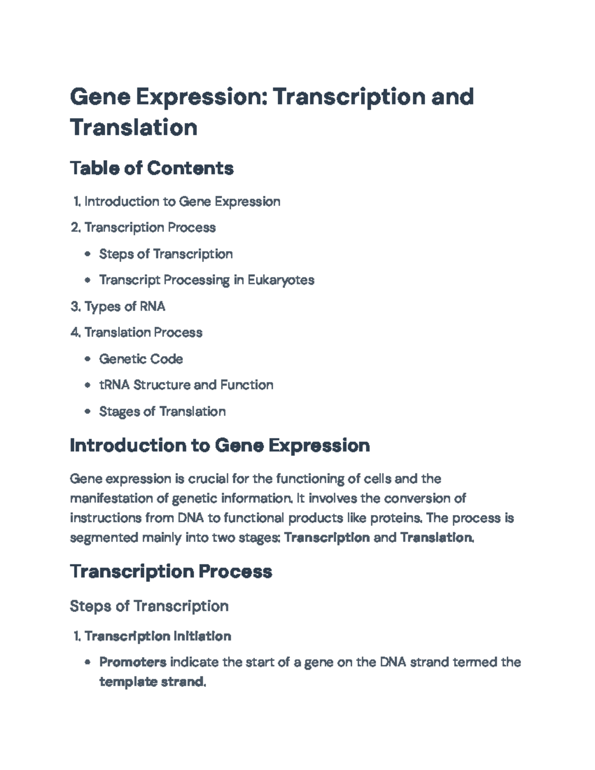 Gene Expression: Transcription & Translation Overview (BIO101) - Gene ...
