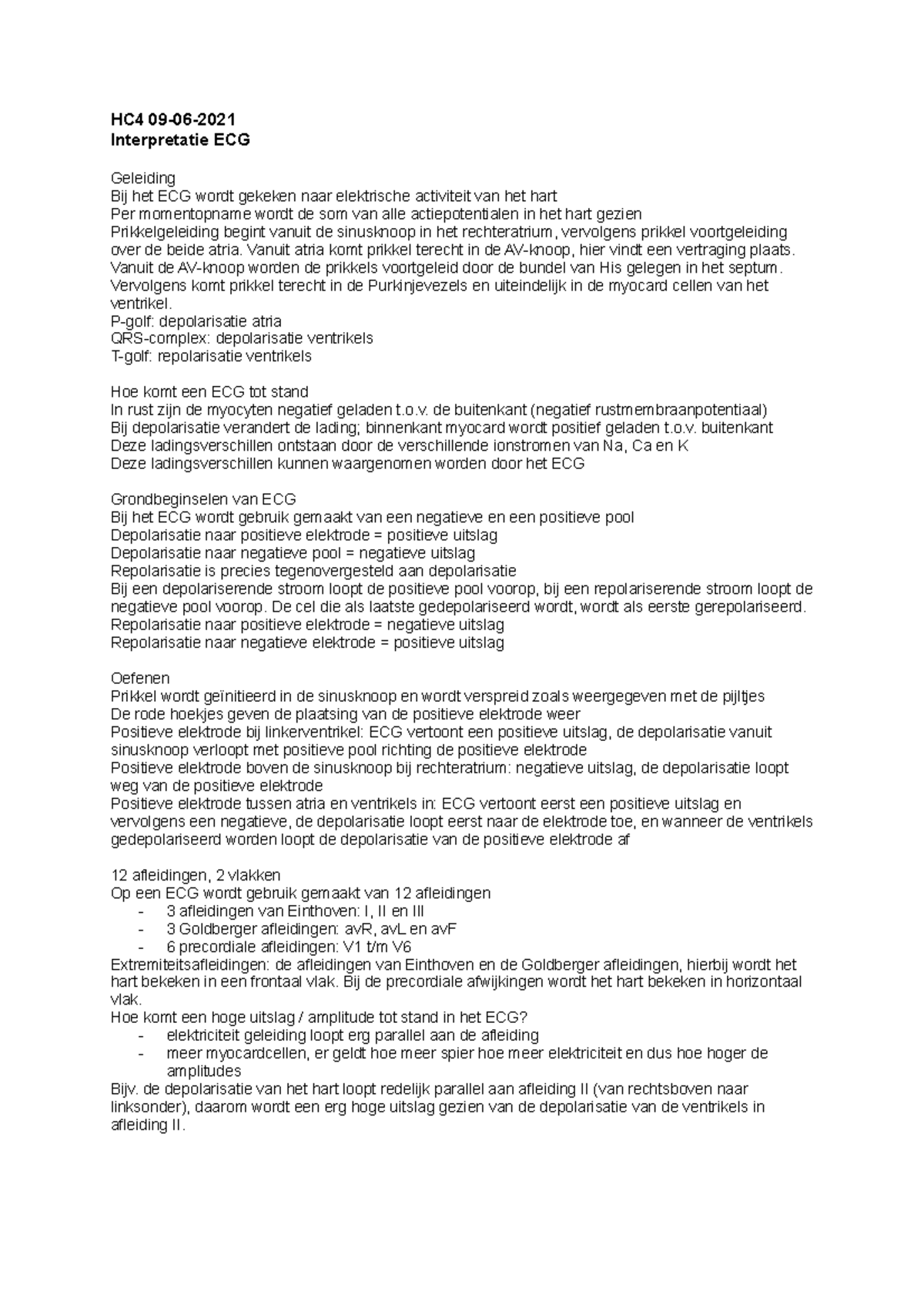 HC4 Interpretatie van ECG: Basisprincipes en Analyse van Tachycardieën ...