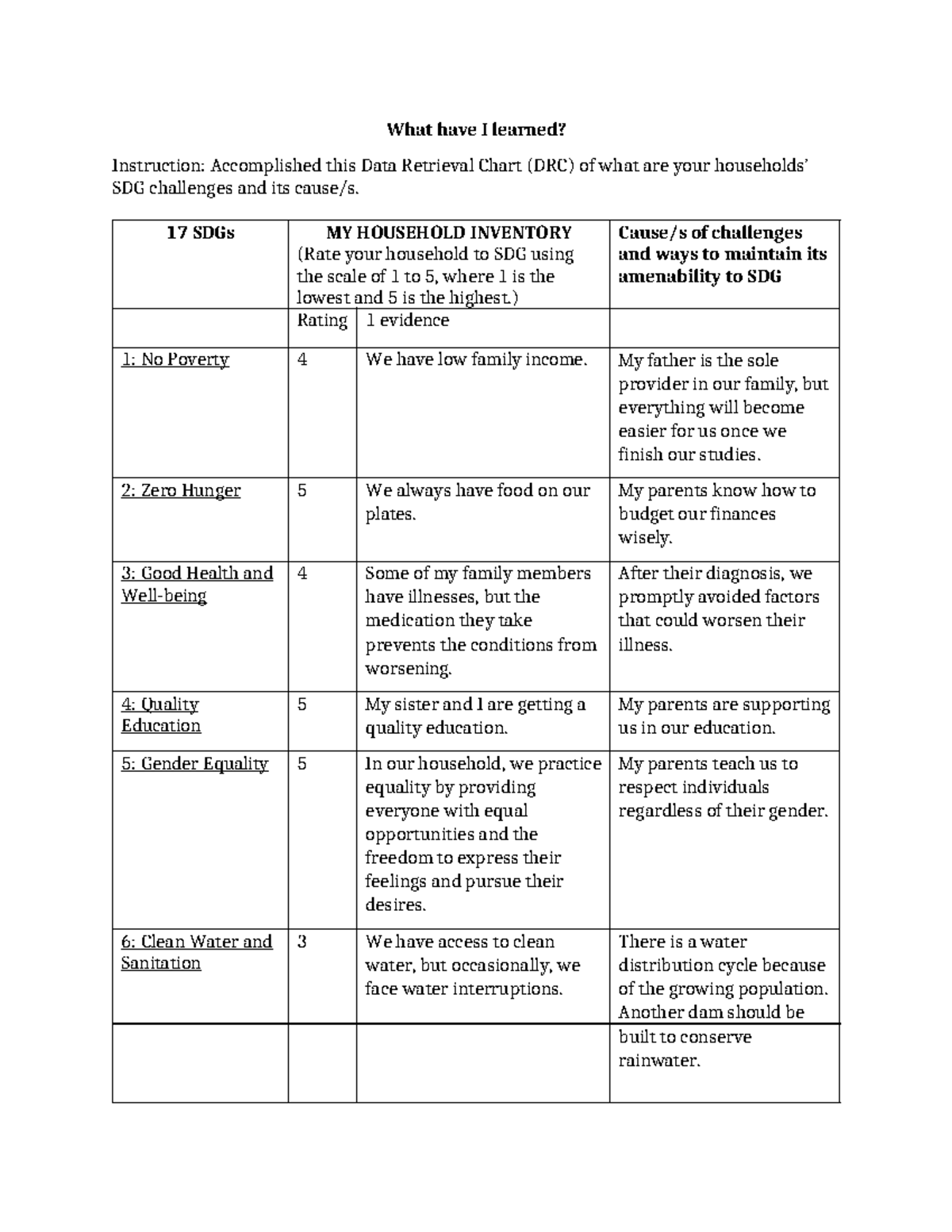 NSTP - Data Retrieval Chart on Household SDG Challenges and Causes ...