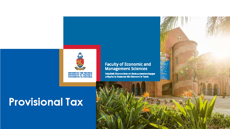 Provisional Tax 2025: Comprehensive Examples & Calculations - Studocu