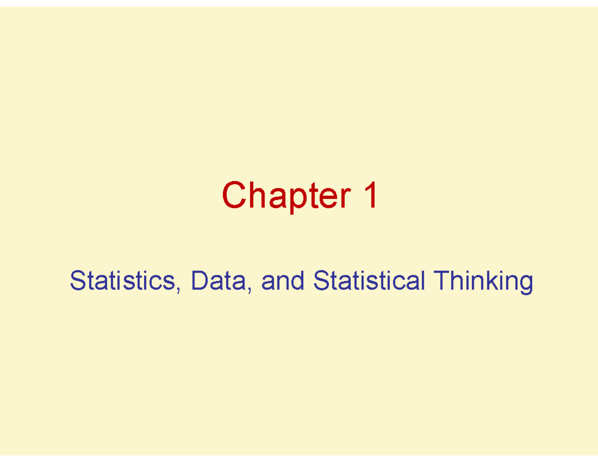 CH1 - Lecture Notes on Statistics and Data Analysis for 2024 - Studocu