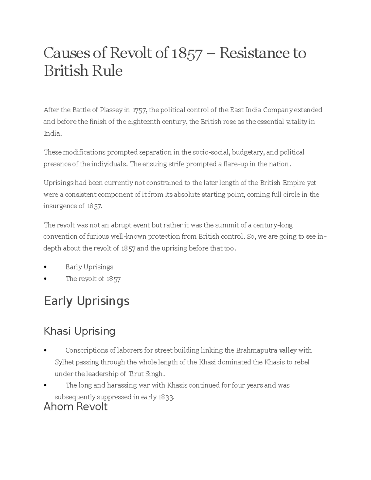 Causes of Revolt of 1857 – Resistance to British Rule - These ...