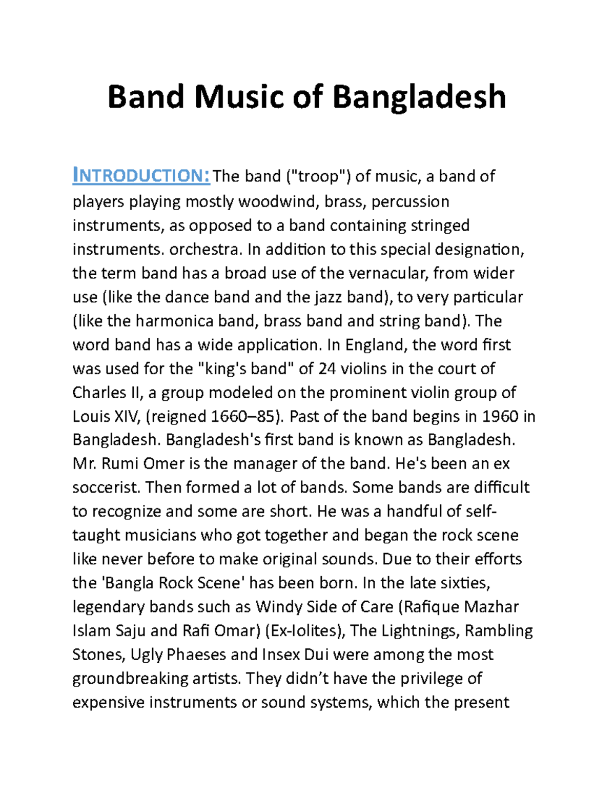 Bangladeshi Band Music: History and Evolution of the Scene - Studocu