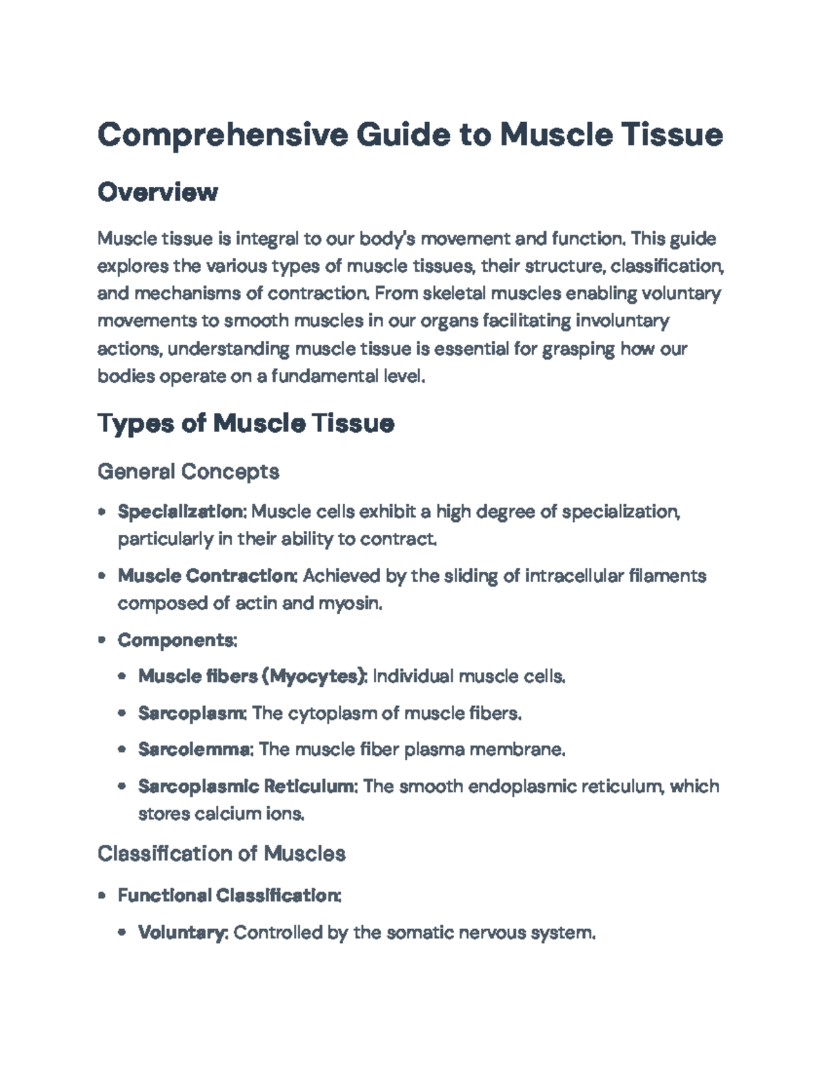 Comprehensive Guide to Muscle Tissue: Structure, Types, and Function - Comprehensive Guide to ...